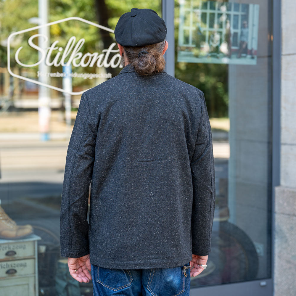 Three Button Jacket Salt/Pepper Tweed Black Universal Works ...